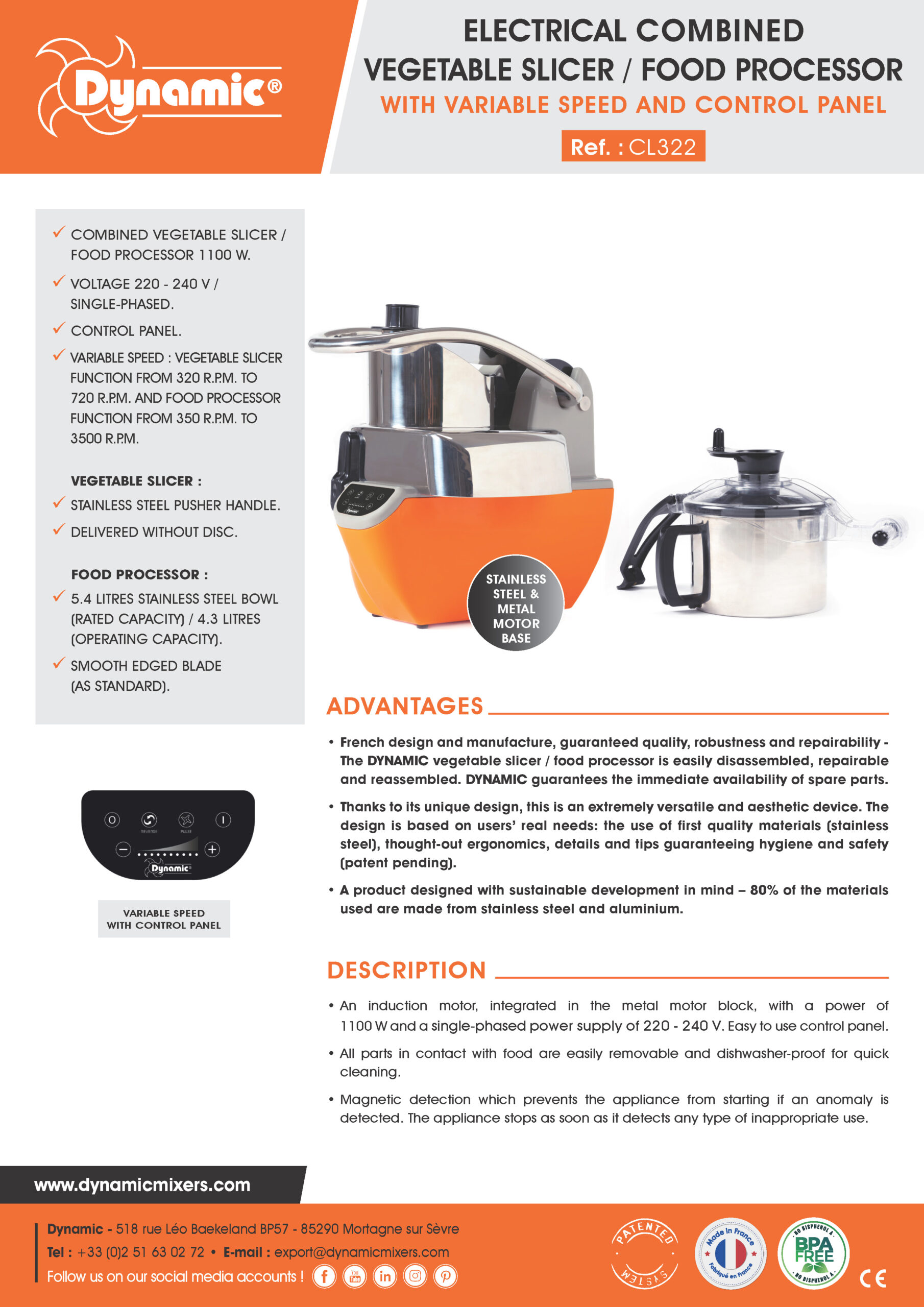 Dynamic Food Processor Mixer รุ่น Combine vegetable / Food Processor ...