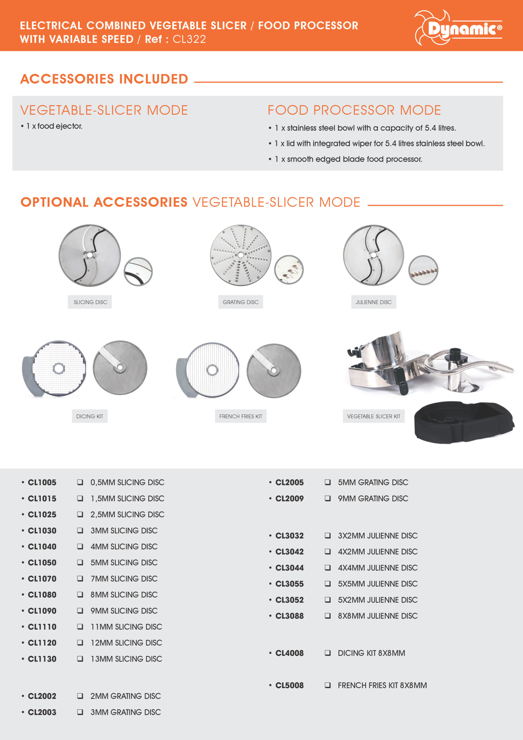 Dynamic Food Processor Mixer รุ่น Vegetable slicer - Cuisine Craft II